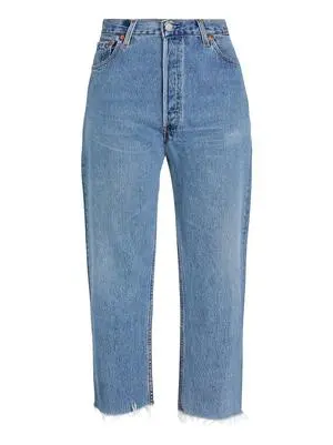RE/DONE WITH LEVI'S Cropped Boyfriend Jeans - Mid Denim