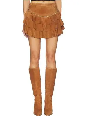 UNDERSTATED LEATHER Frill Mini Skirt - Brown