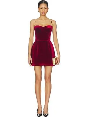 NADINE MERABI Harley Velvet Mini Dress - Red