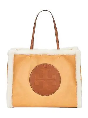 Tory Burch Ella Shearling Tote - Light Natural & Brown