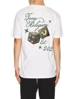 True Religion Dice Tee In White - Optic White