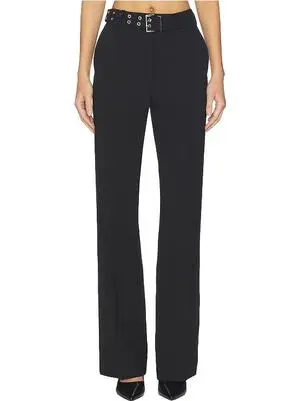 GANNI Bonded Crepe Belted Pant - Black