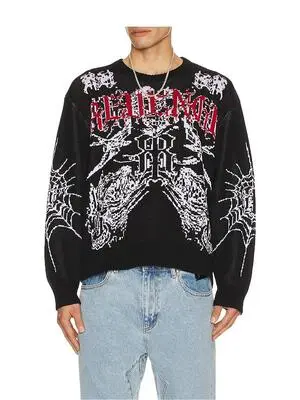 REVENGE Prison Tattoo Knit Sweater - Black