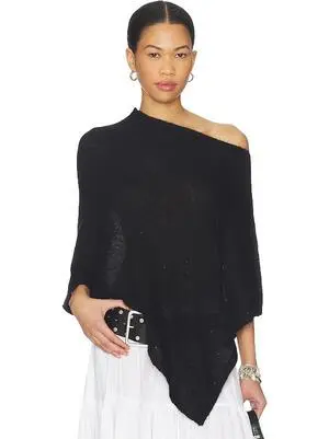 Autumn Cashmere Sequin Cropped Poncho Capelet - Black