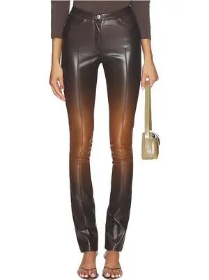 Gcds Faded Faux Leather Skinny Pant With Zippers - Tobacco