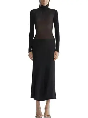 MUGLER High-neck Long-sleeve Dress - Black