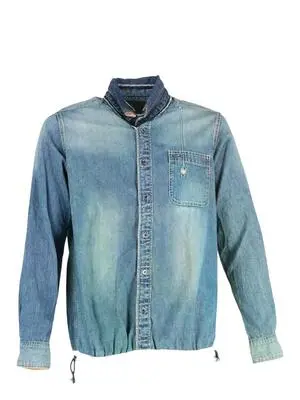 Sacai X Dr Woo Embroidered-spider Denim Shirt - Blue