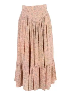 Celine Prairie Printed Midi Skirt - Pink