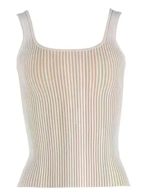 ANINE BING Ribbed Striped Tank Top - Neutrals
