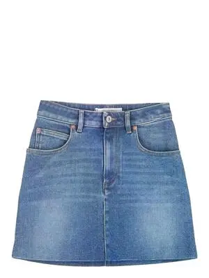 Valentino Garavani Logo-patch Mini Skirt - Blue