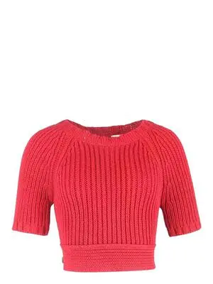 Red Valentino Open-back Knit Crop Top - Red