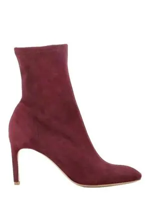 DEL CARLO Suede Stiletto Heel Ankle Boots - Red