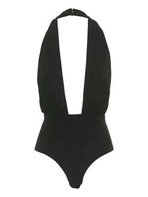 MICHAEL KORS Deep V-Neck Open-Back Bodysuit