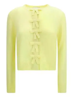 ALLUDE Bow Cardigan - Yellow