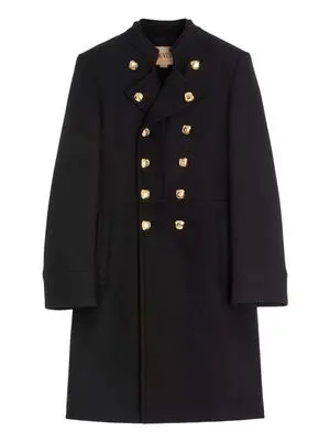 Valentino Garavani Mandarin-collar Double-breasted Coat - Black