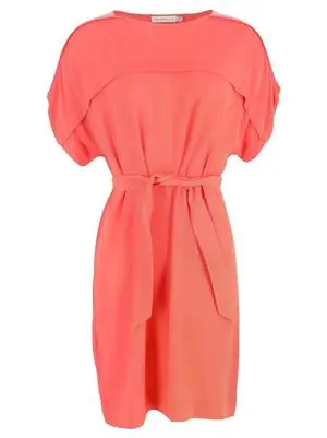 Chloé Vintage Belted Short-sleeve Dress - Orange