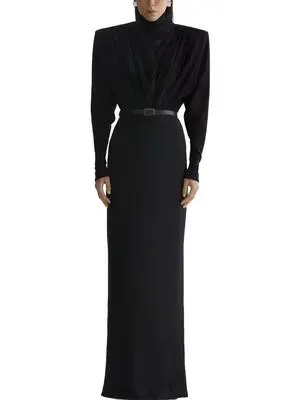 MUGLER Long Sleeve Maxi Dress - Black