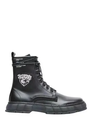 VIRON Patch Lace-up Boots - Black