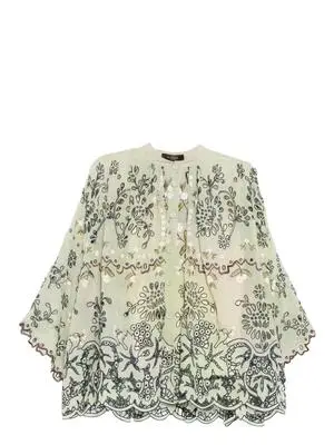 Biyan Floral-embroidered Shirt - Green