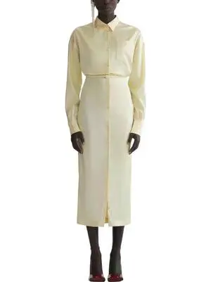 MUGLER Buttoned Long-sleeved Dress - Yellow
