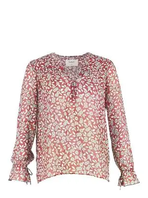 Ba&sh Beatrix Floral-print Tie-cuff Blouse - Red
