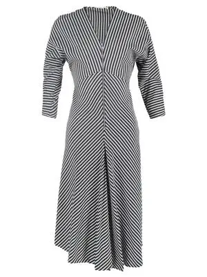 Maje Striped Twill Midi Dress - Black