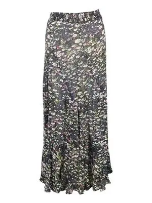 GANNI Floral-print Maxi Skirt - Black