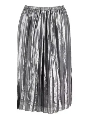 ISABEL MARANT VINTAGE Pleated Side-slit Midi Skirt - Silver