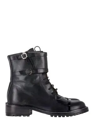 MALONE SOULIERS Leather Combat Boots - Black