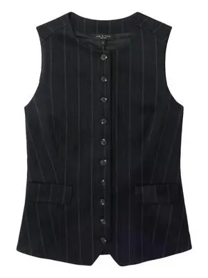 Rag & Bone Pinstripe Sleeveless Gilet - Blue