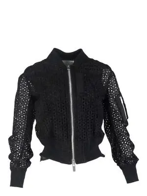 Sacai Eyelet-detail Zip-fastening Bomber Jacket - Black