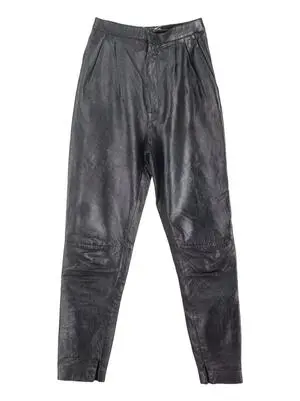 Saint Laurent Leather Tapered Trousers - Black