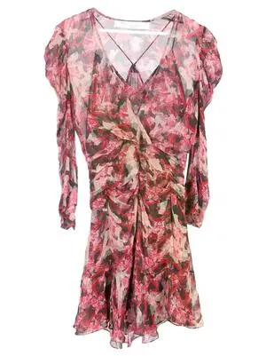 IRO PARIS Floral-print Ruched Mini Dress - Pink