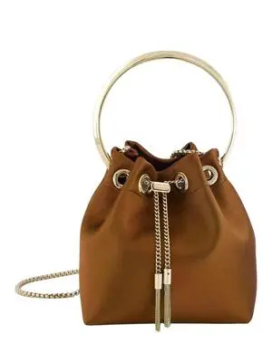 JIMMY CHOO Bon Bon Metal-handle Bucket Bag - Brown