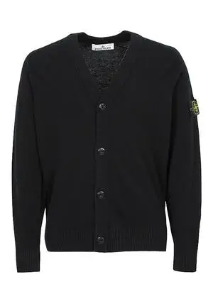 Stone Island Logo Cardigan - Black