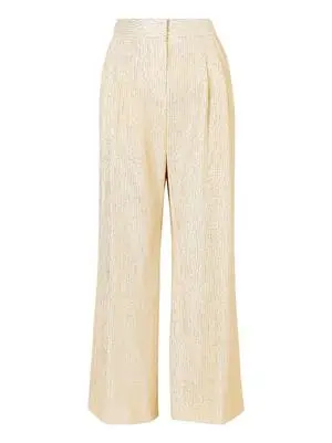 TWP Sequined Fishnet Wide-leg Pants - Ivory