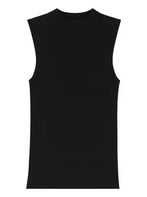 BOSS Ribbed Mock Neck Top - Black