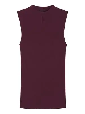 BOSS Ribbed Mock Neck Top Dark Purple