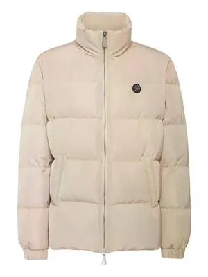 Philipp Plein Logo Plaque Puffer Jacket - Neutrals