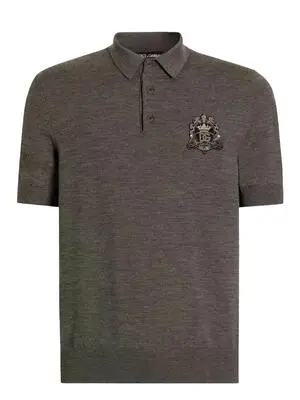Dolce & Gabbana Appliqué Short-sleeve Polo Shirt Grey