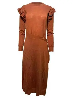 Ulla Johnson Leo Ruffled-detail Midi Dress - Brown