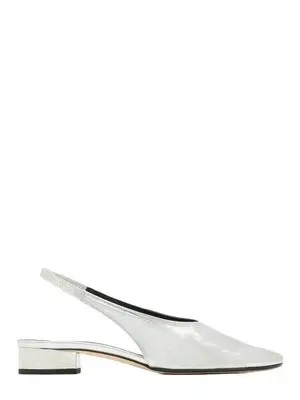 AeydĒ Dua Square-Toe Slingback Pumps Silver
