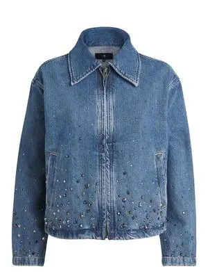 7 For All Mankind Embellished Denim Jacket - Blue