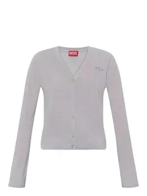 DIESEL® Wool Button-front Cardigan With Embroidered Oval D Logo - Grey