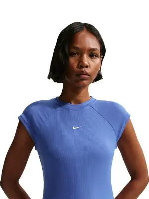 Nike Chill Knit Ribbed Top - Blue