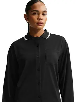 Nike Sportswear Oversized Button-down Jersey Top - Black