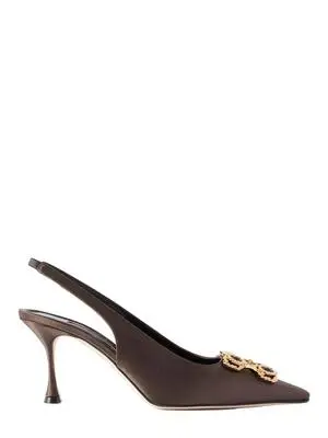 Manolo Blahnik Cupida 70 Embellished Satin Slingback Pumps - Brown