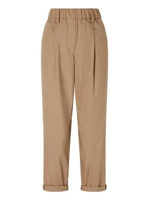 Brunello Cucinelli Cotton-voile Tapered Pants - Neutrals