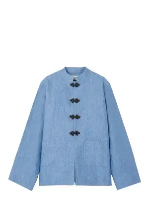 RÓHE Mandarin Linen Jacket - Blue
