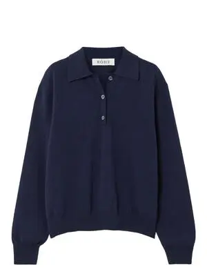 RÓHE Merino Wool And Cashmere-blend Polo Sweater - Blue